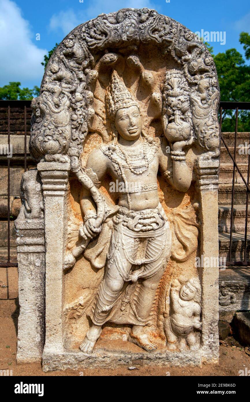 The famous guard stone at the Ratnaprasada ancient ruins at ...