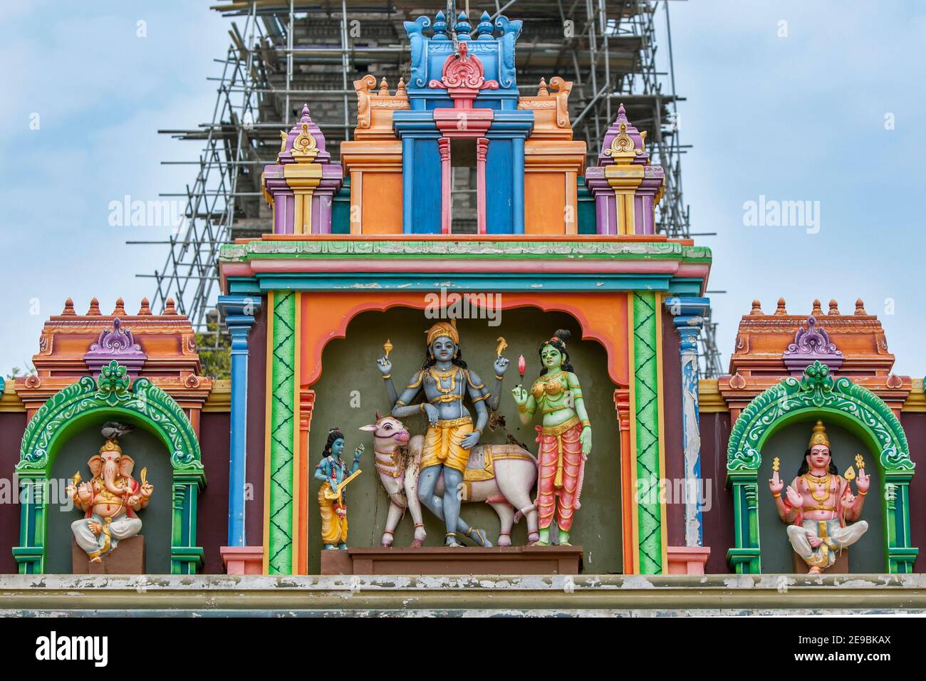 A section of the entrance arch at the Hindu Naguleswaram Temple at ...
