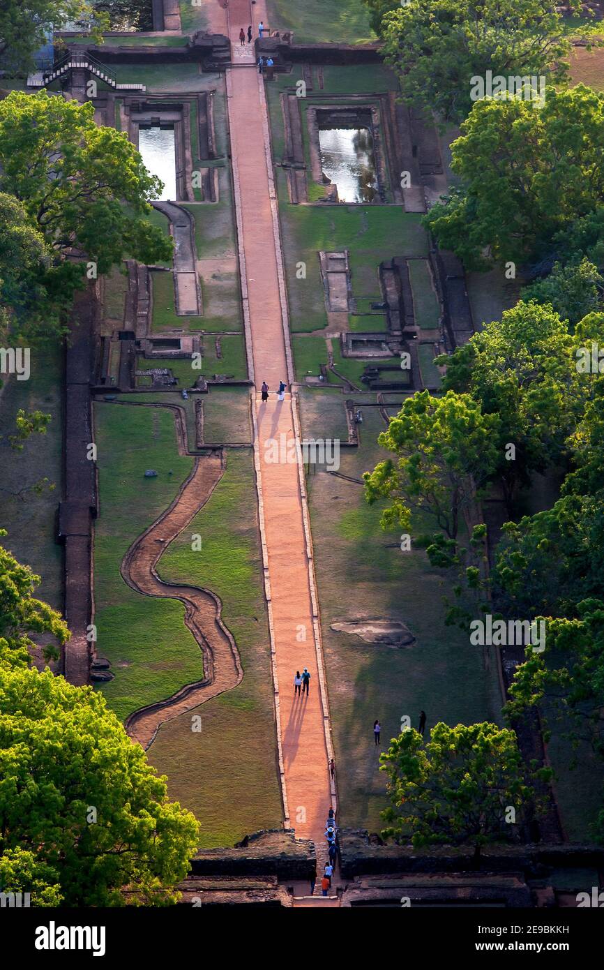 A view of the Royal Gardens from the summit of Sigiriya Rock Fortress ...
