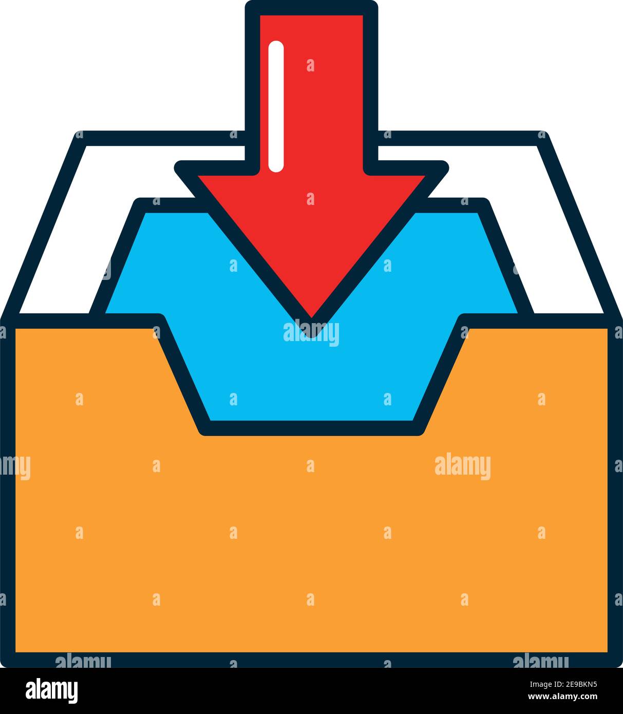 download arrow inbox icon over white background, line and fill style ...