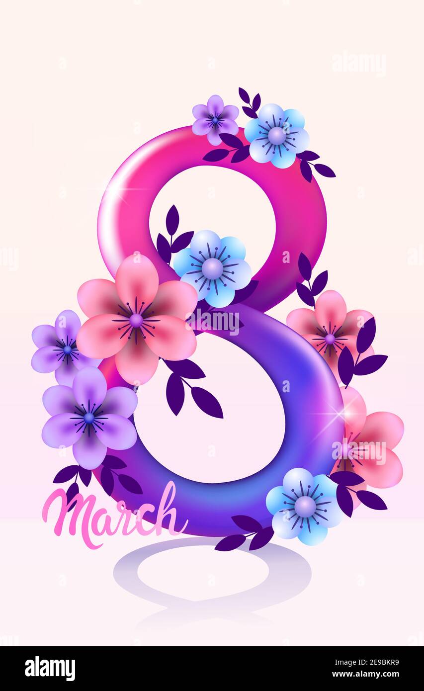 elegant eight number womens day 8 march holiday celebration banner ...