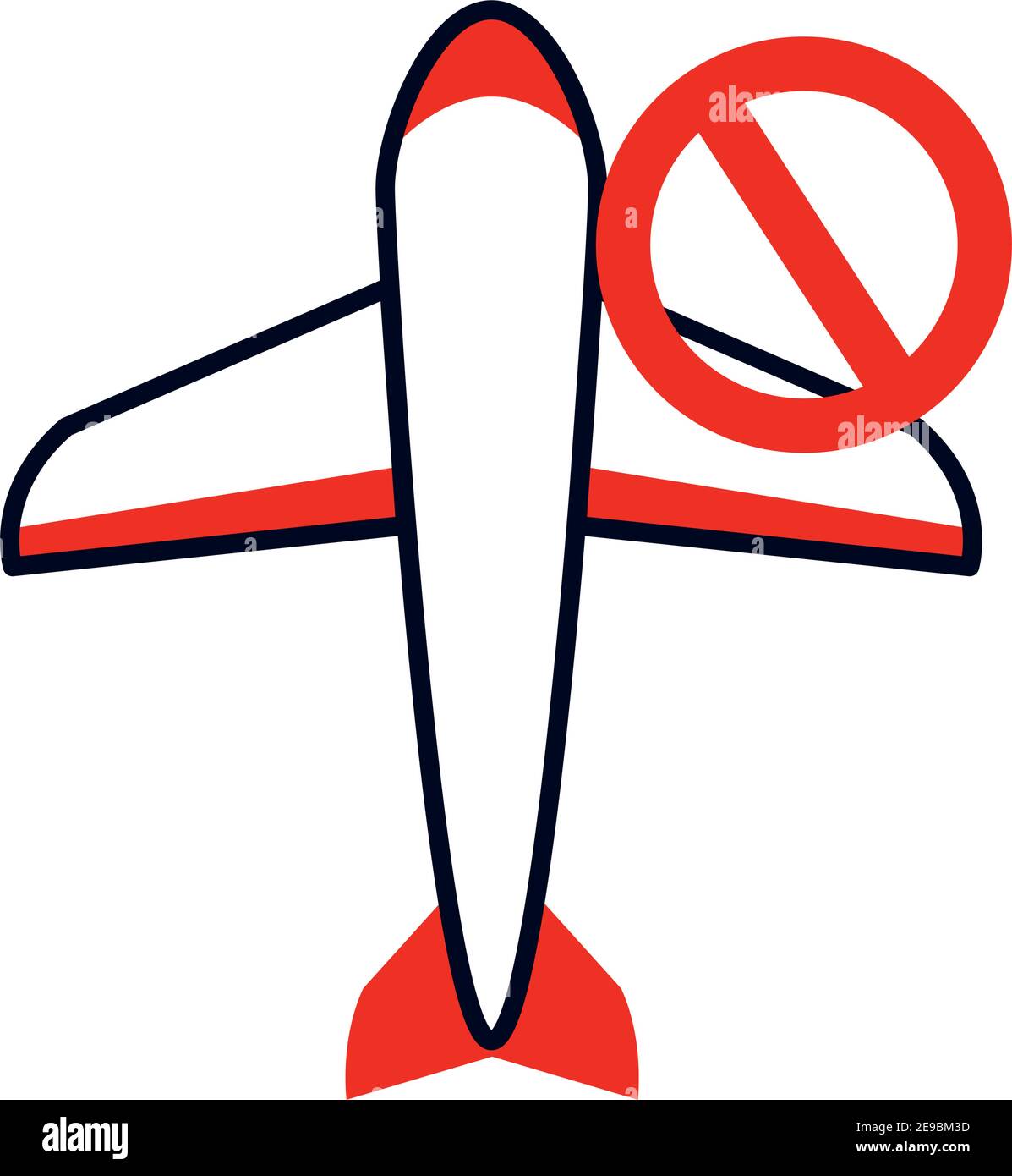 airplane and forbidden sign icon over white background, colorful design ...