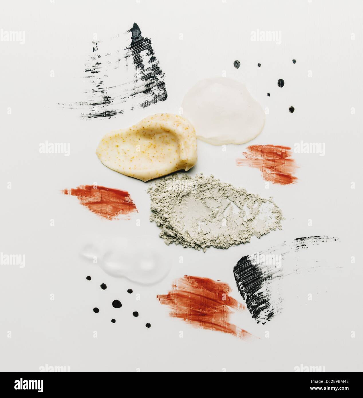 Textures from cosmetics and powder, body scrub, smears on white ...