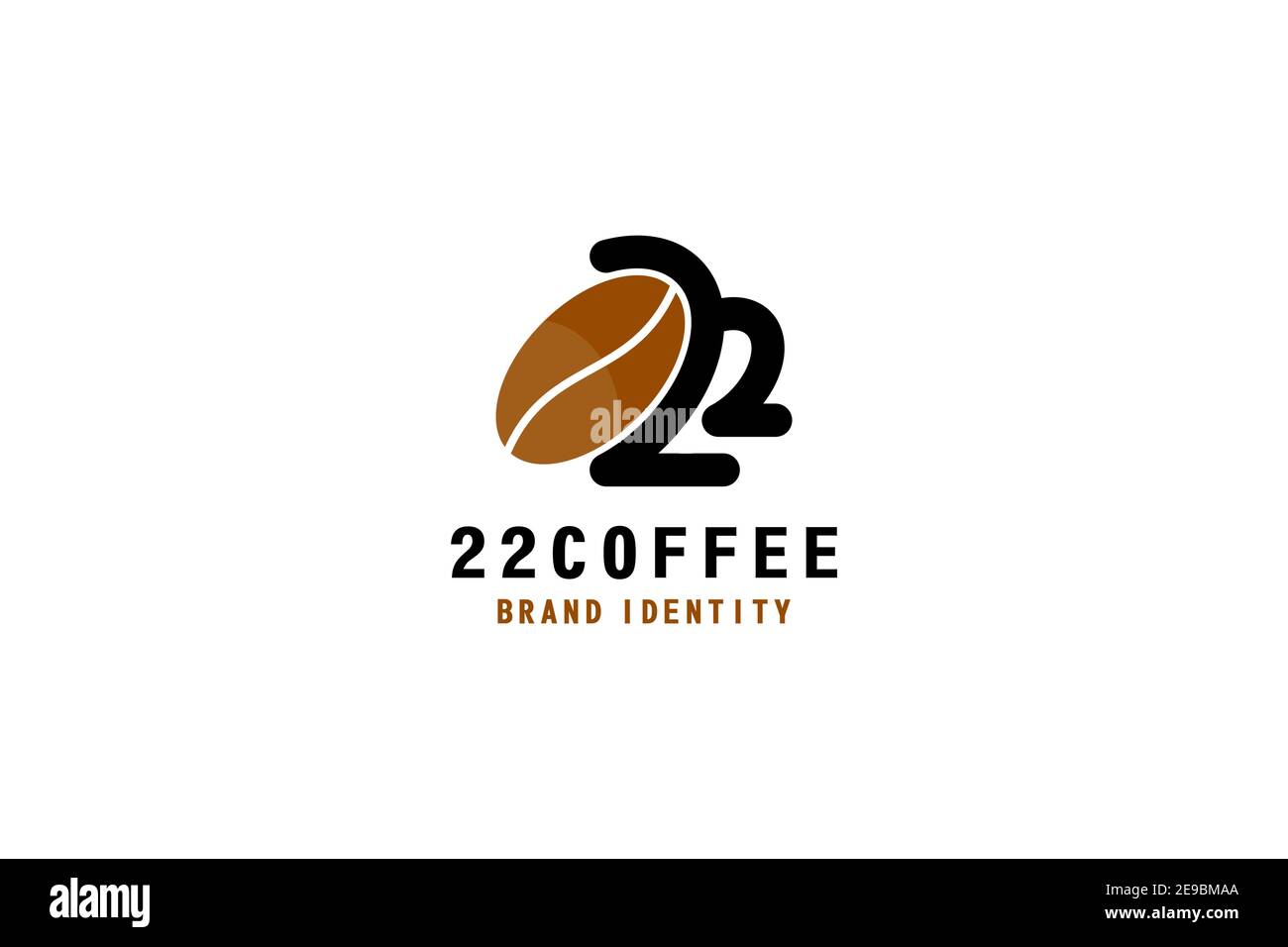Coffee beans with a cup shaped like the number 22, logo for coffee shop ...