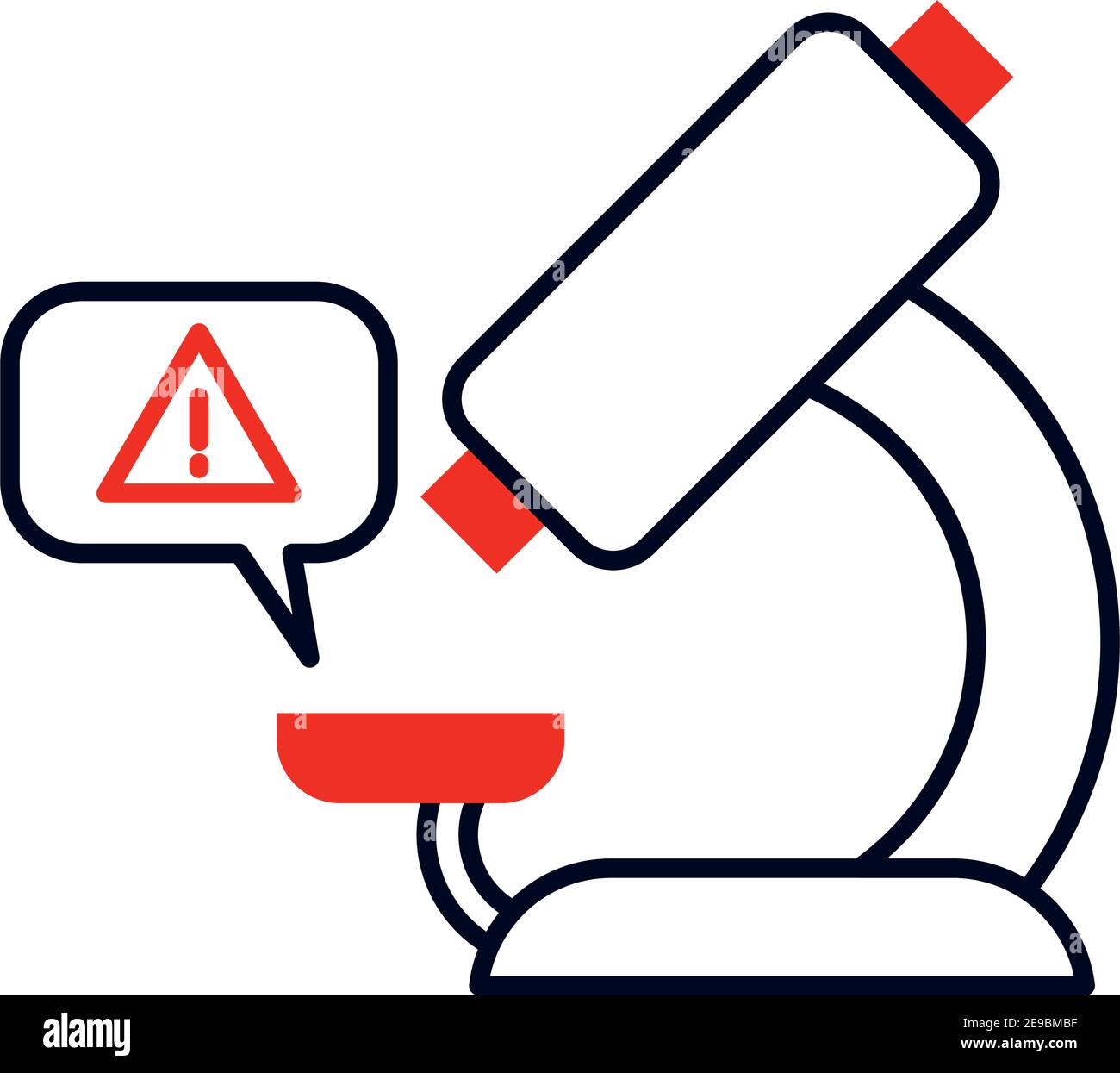 microscope and warning sign over white background, colorful design ...