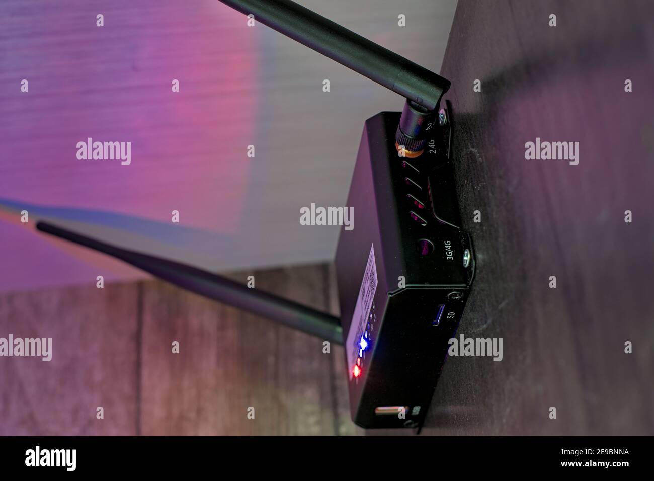 Small router mounted on wall in travel trailer to provide mobile ...