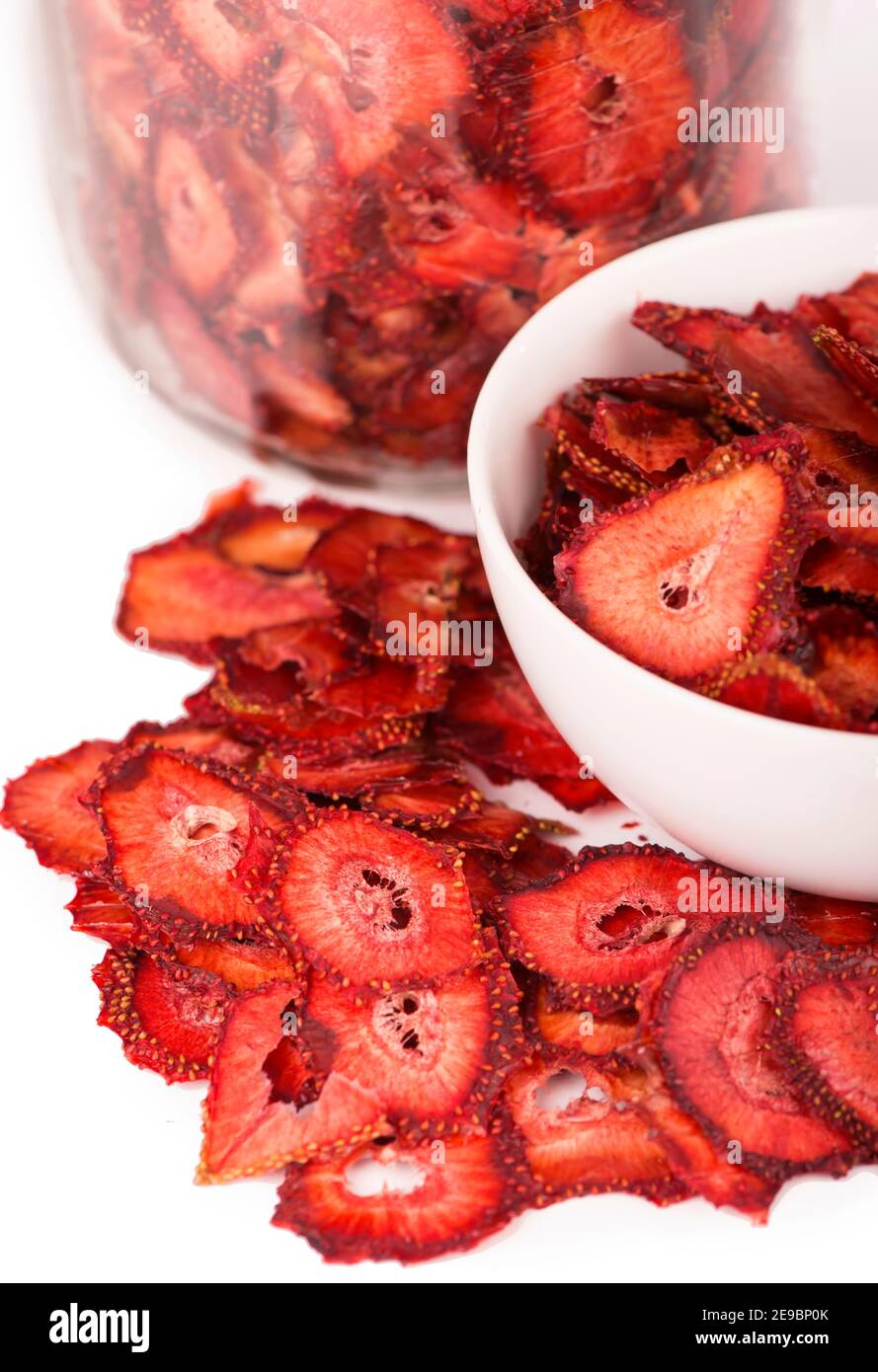 dry strawberry in a white plate it is isolated Stock Photo - Alamy