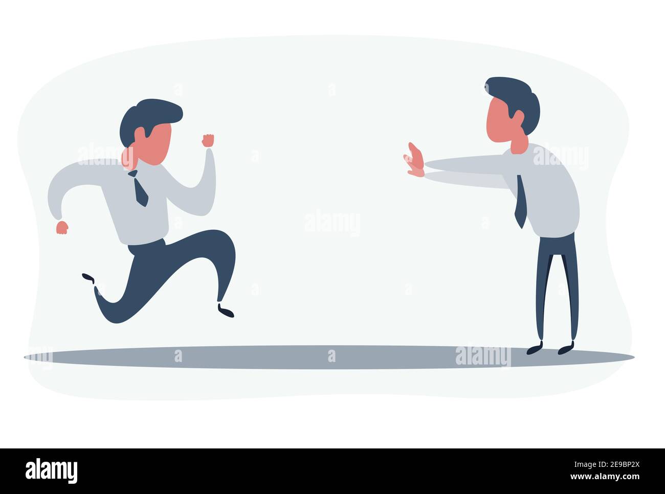 Man showing stop hand gesture in front of another person. Close up ...