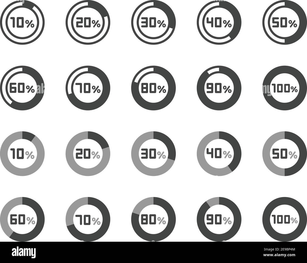 pie donut chart with percentage icon set,vector and illustration Stock ...