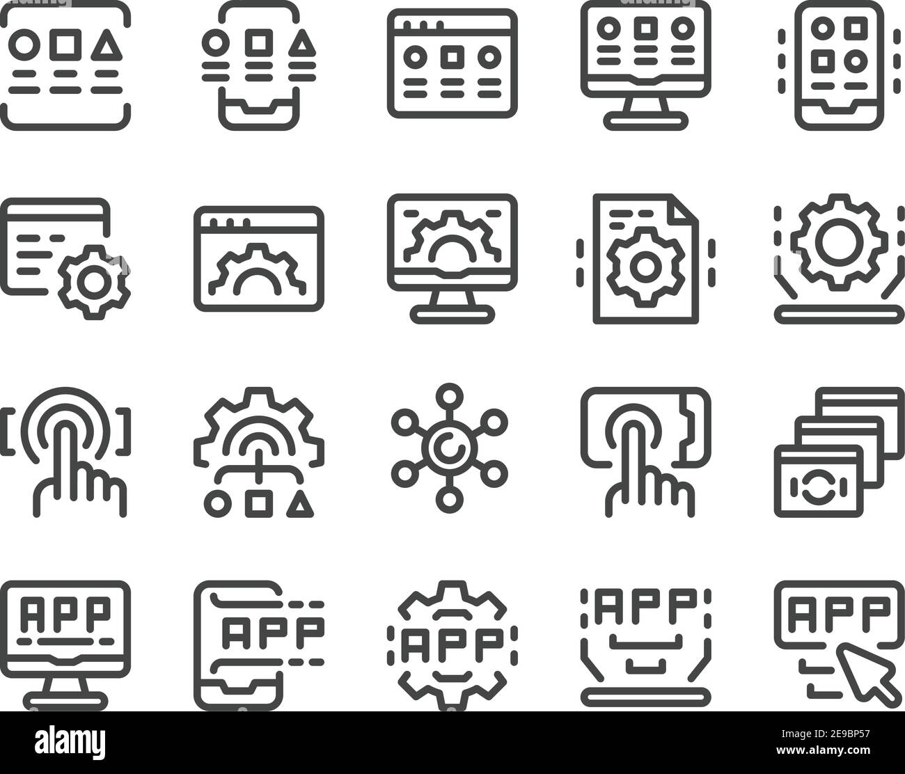 application thin line icon set,editable stroke,vector and illustration ...