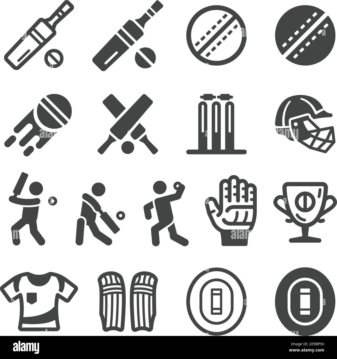 cricket sport and recreation icon set,vector and illustration Stock ...