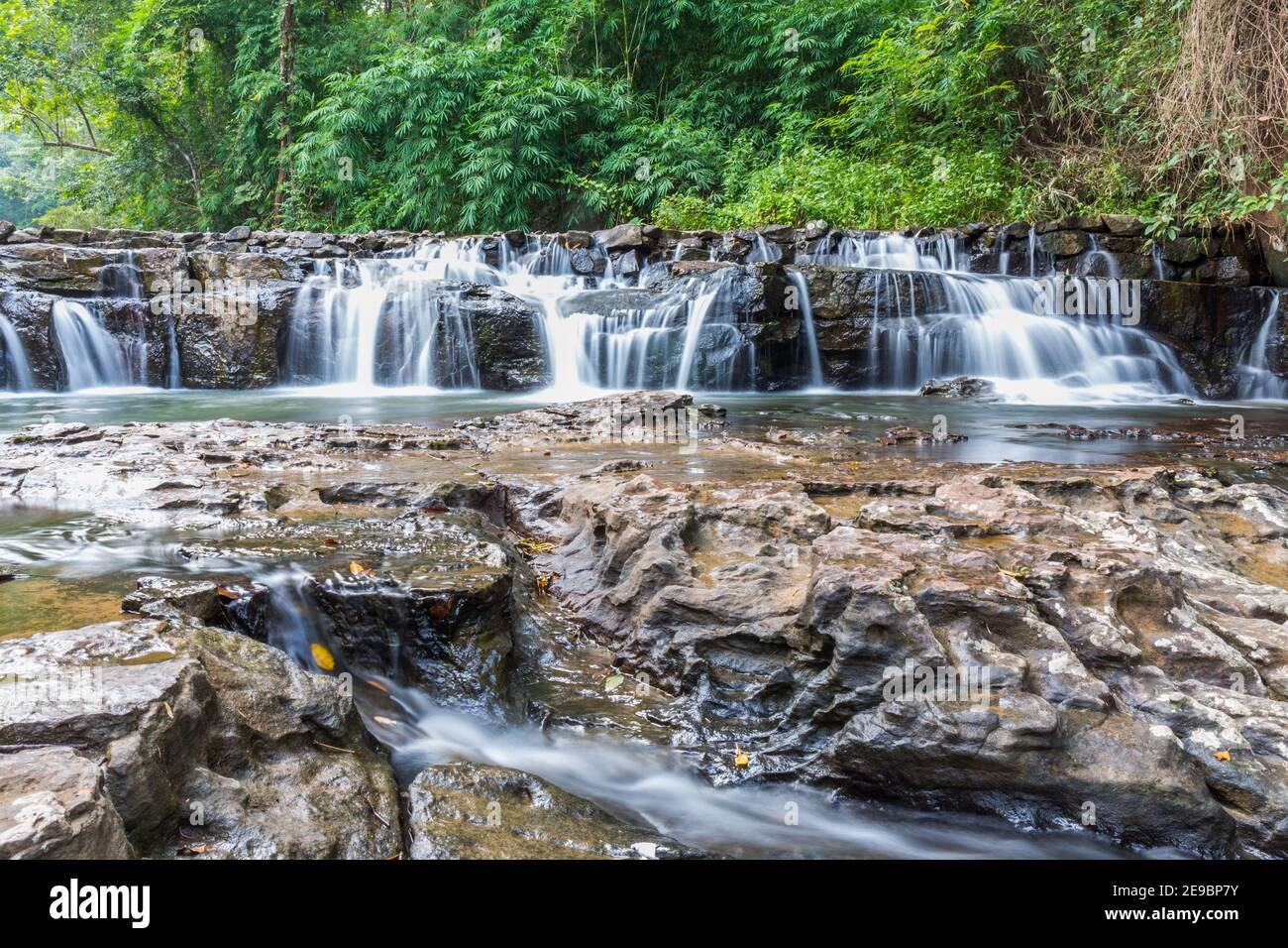 beautiful green waterfall water moving Stock Photo - Alamy