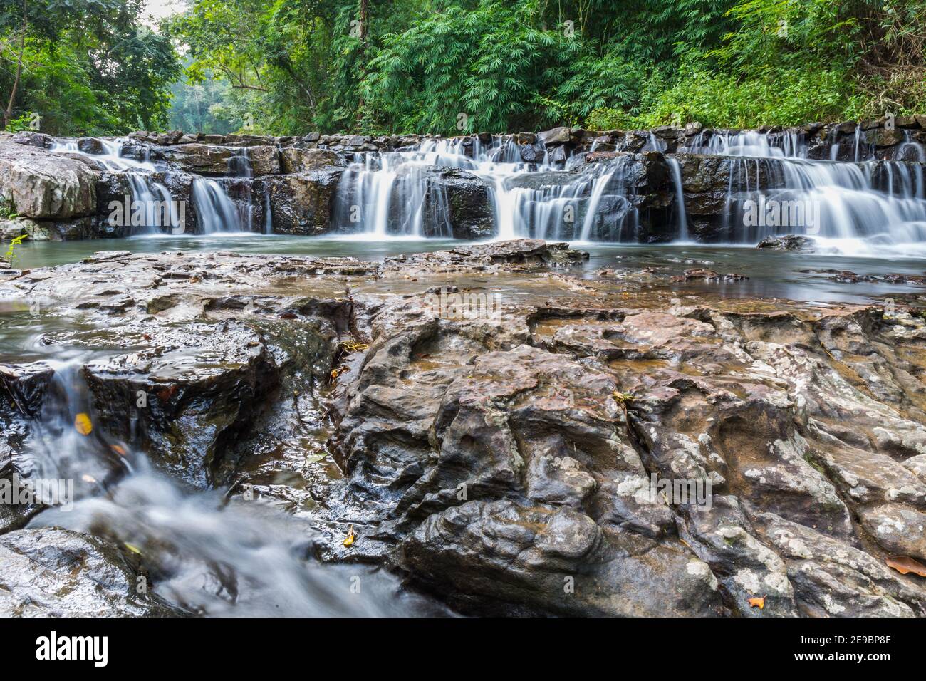 beautiful green waterfall water moving Stock Photo - Alamy
