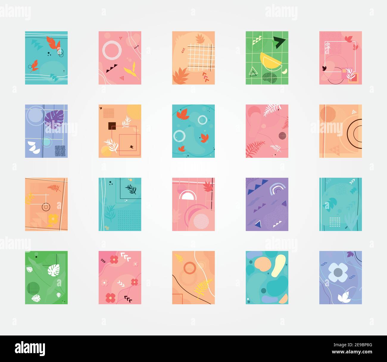 set of colorful backgrounds with abstract and natural shapes, vector ...