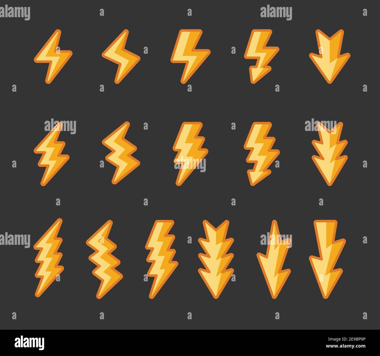 lightning and thunder icon set,filled outline shade,vector and ...