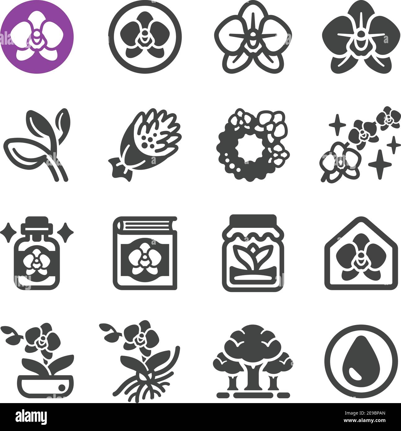 orchid flower icon set,vector and illustration Stock Vector Image & Art ...