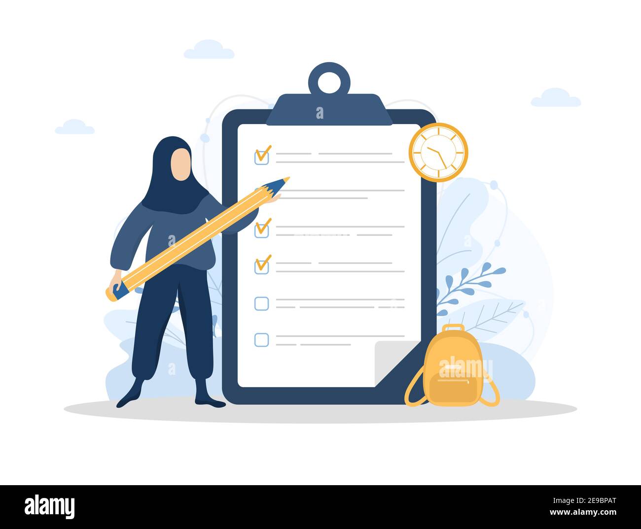 Month planning or to do list concept. Islamic woman in hijab with a ...