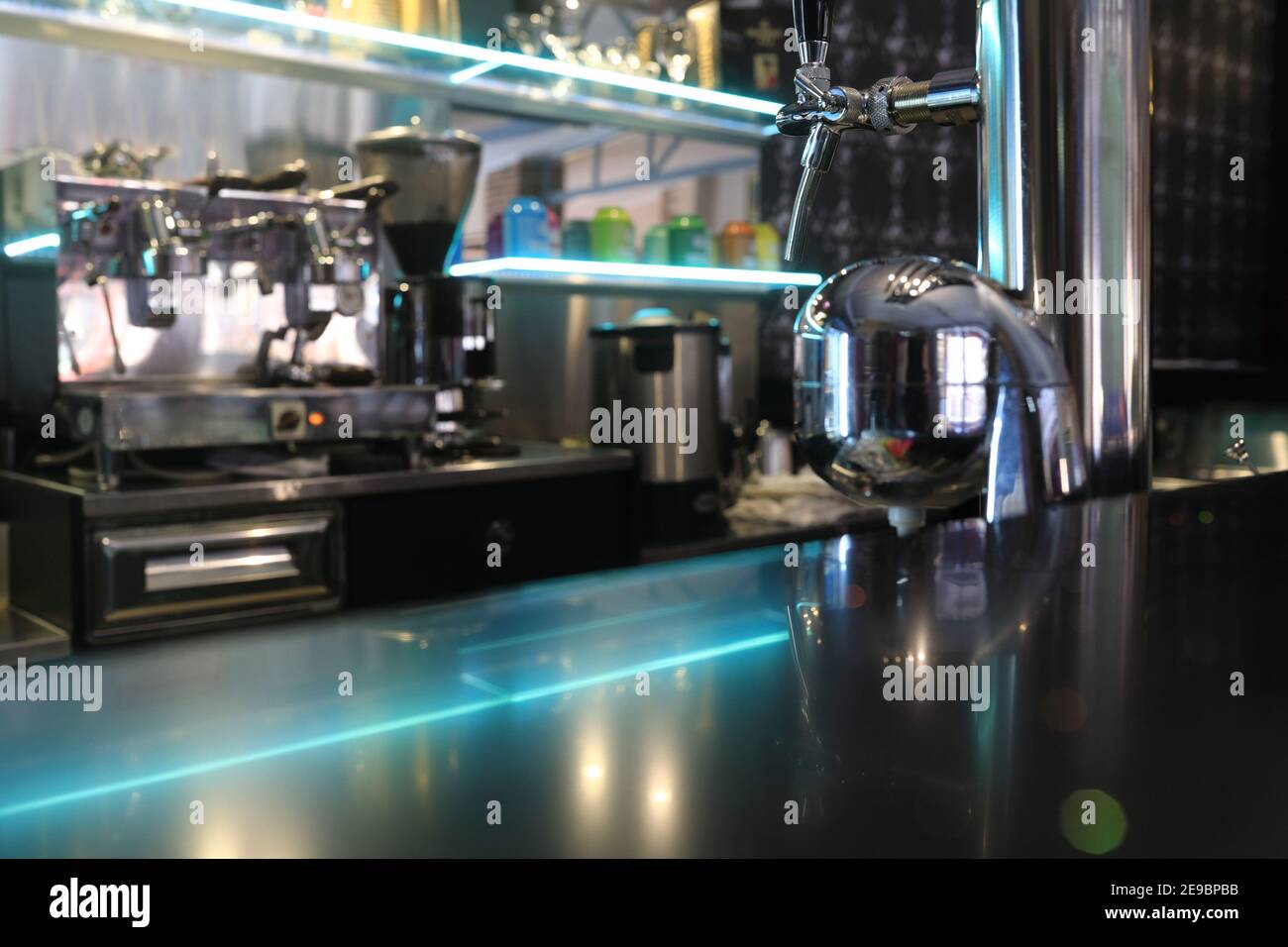 Interior of dark empty bar at night Stock Photo - Alamy