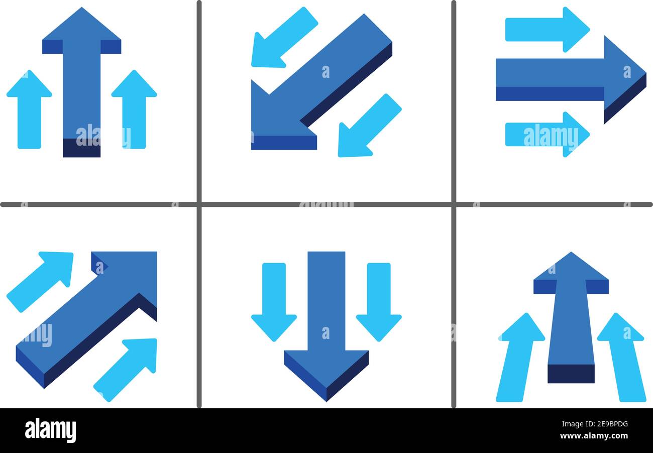 blue main arrow directing in same way with sub arrow,business concept ...
