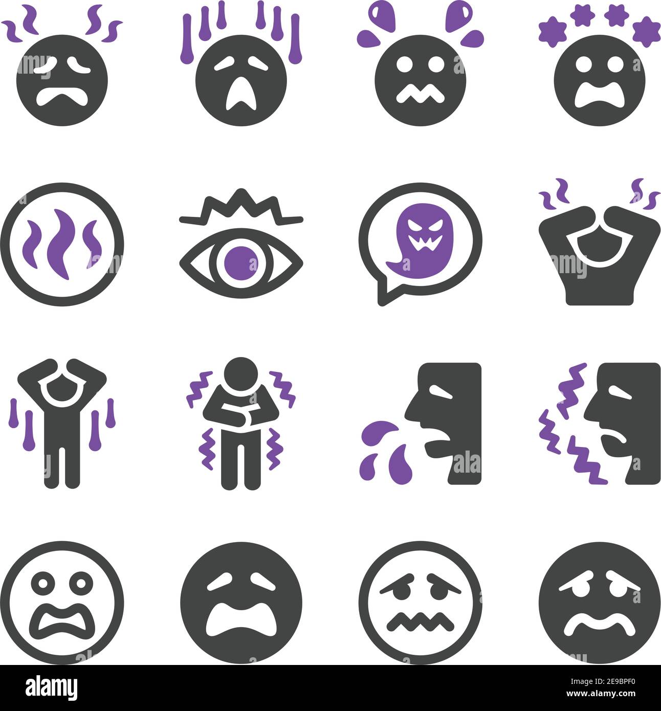 fear and scare emotion icon set,vector and illustration Stock Vector ...