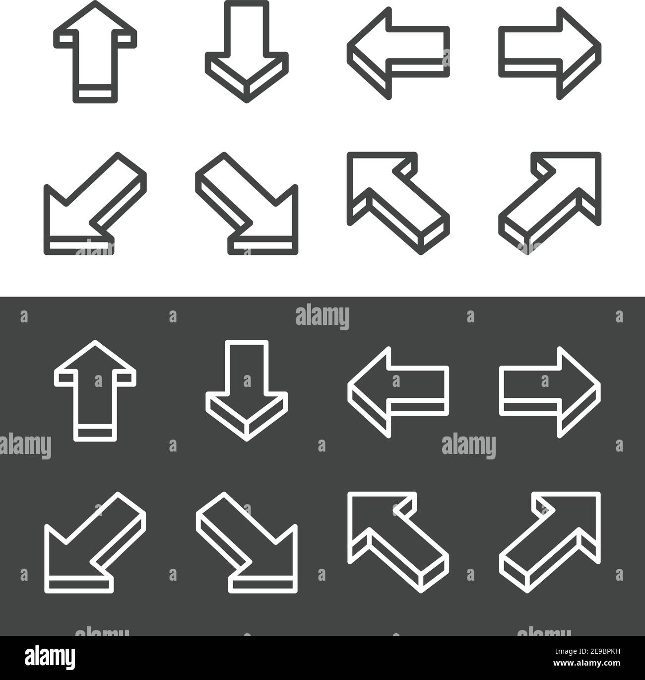 isometric arrow thin line icon set,vector and illustration Stock Vector ...