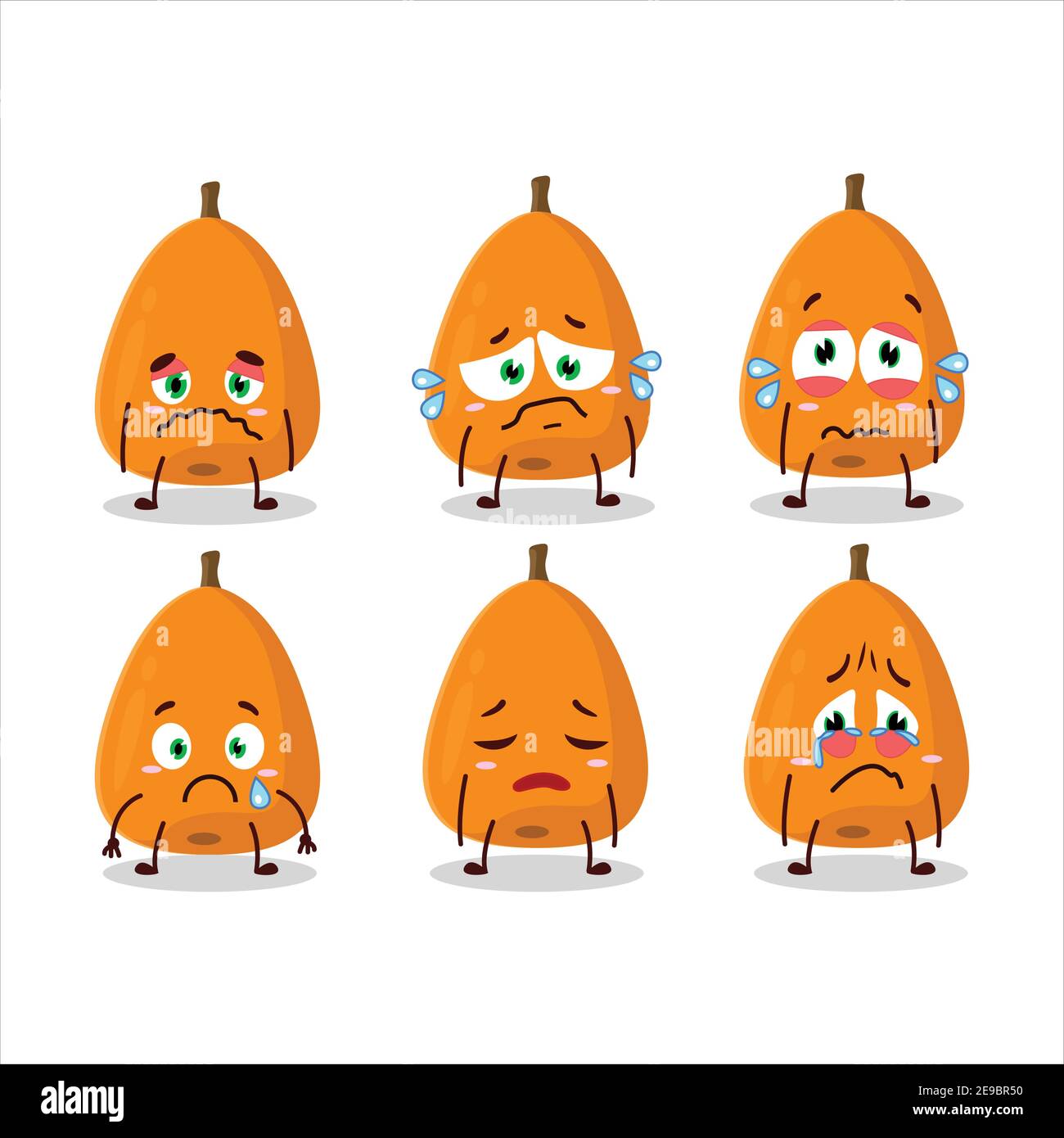 Loquat cartoon in character with sad expression. Vector illustration ...