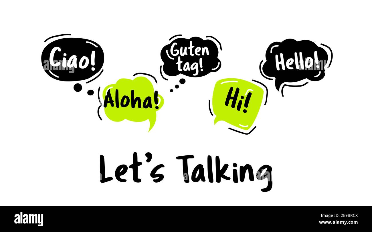 Speech Bubble. Hello, in different languages of the world. Hand drawn ...
