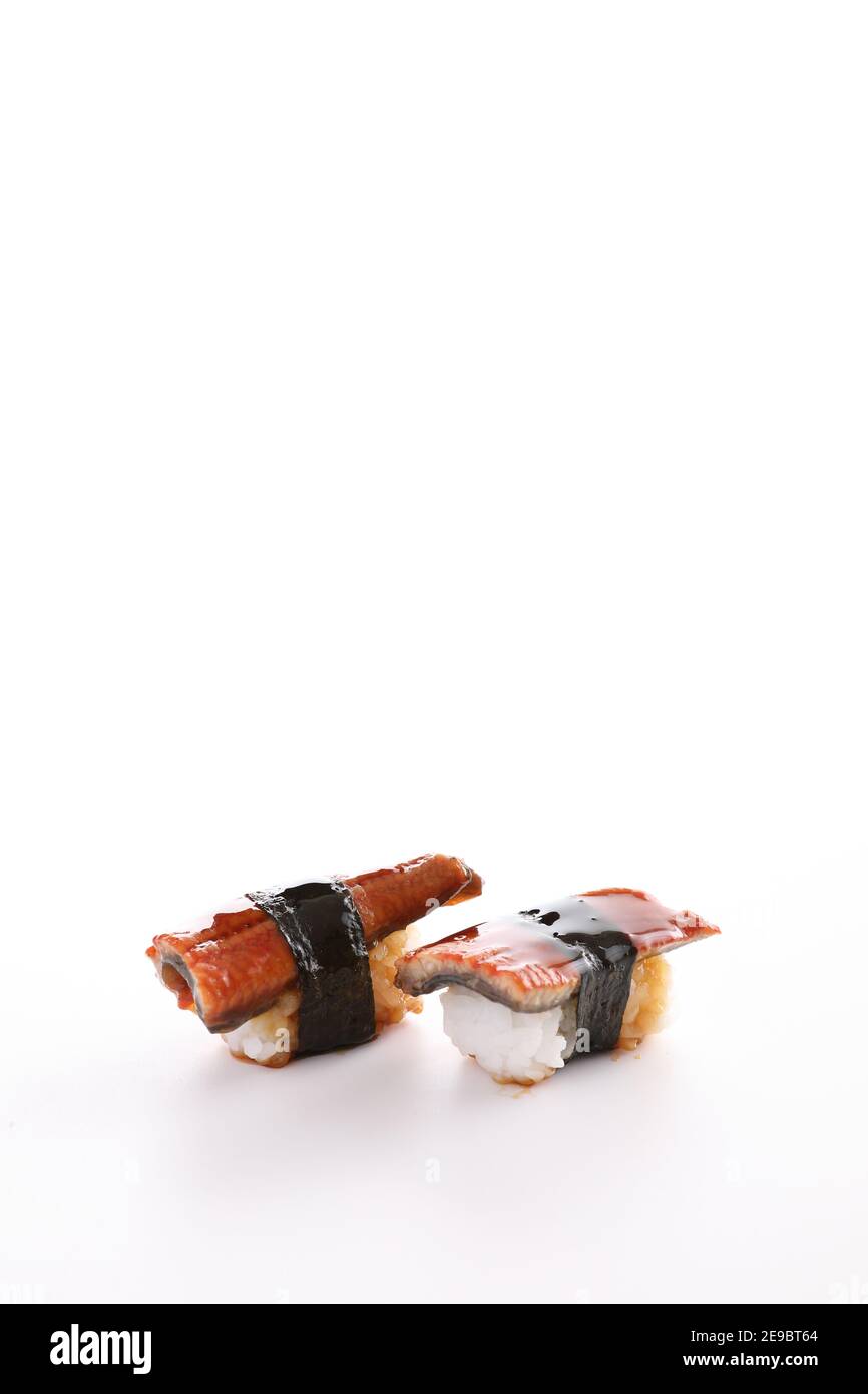 eel sushi eel nigiri sushi japanese food isolated in white background Stock Photo - Alamy