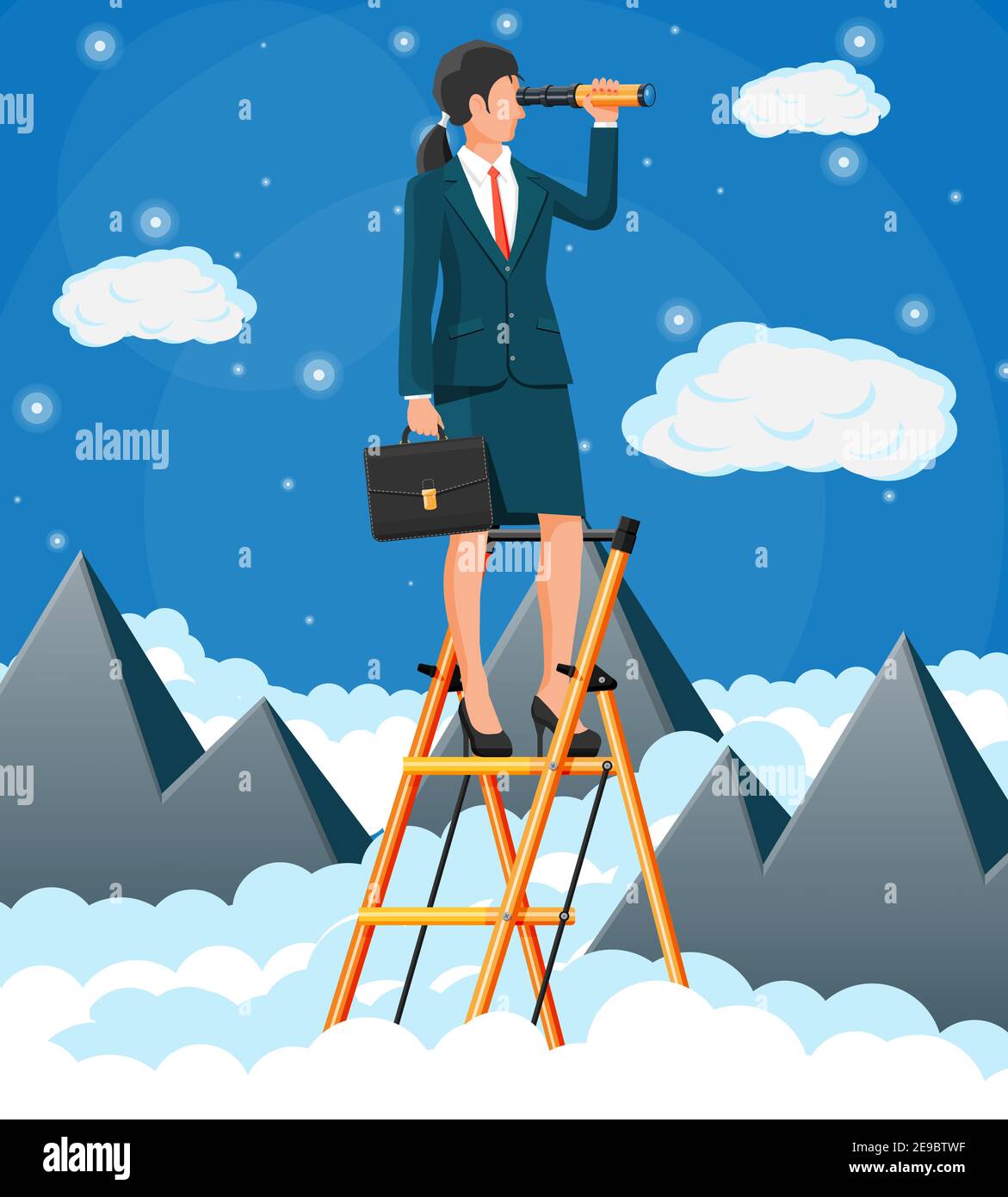 Cartoon woman looking up sky hi-res stock photography and images - Alamy