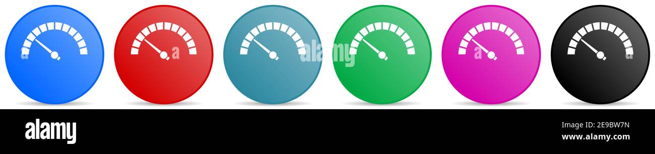 Speed meter, fast indicator vector icons, set of circle gradient ...