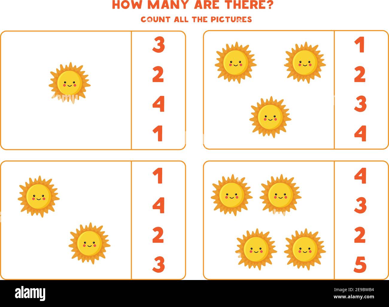 Count all pictures of Sun star and write the correct number into box ...