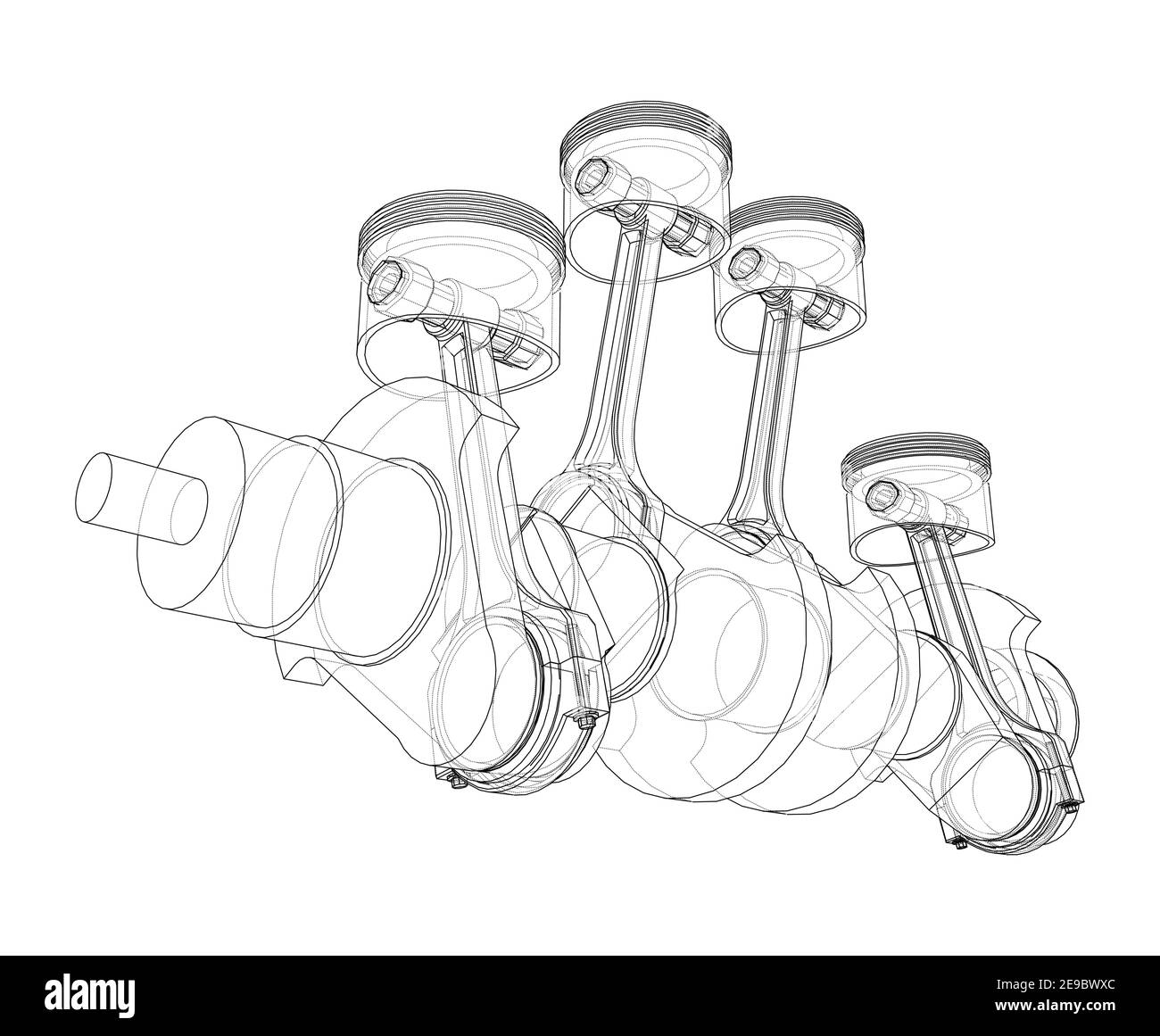 Engine crankshaft with pistons outline. Vector Stock Vector Image & Art ...