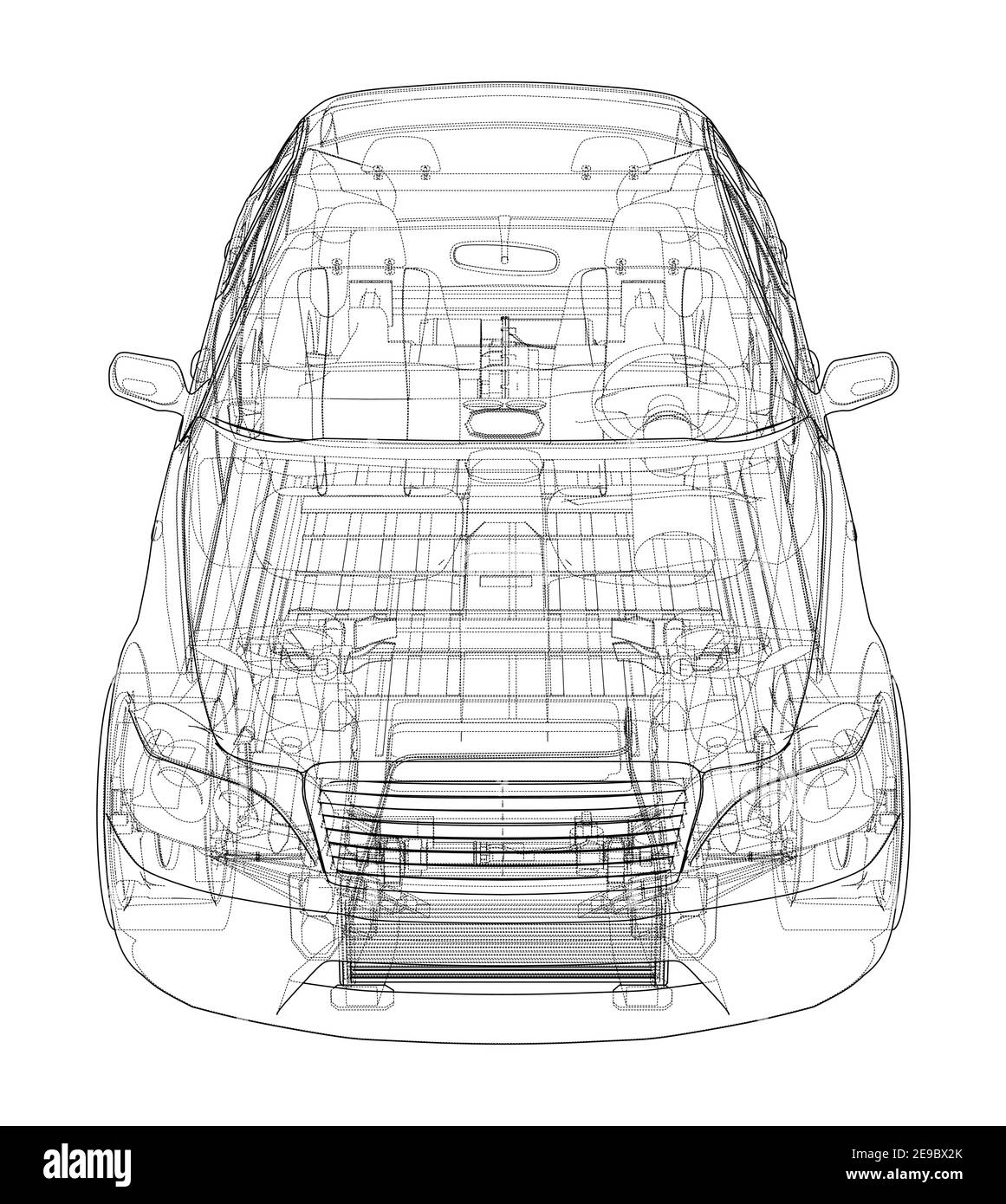 Electric Car With Chassis. Vector rendering of 3d Stock Vector Image ...