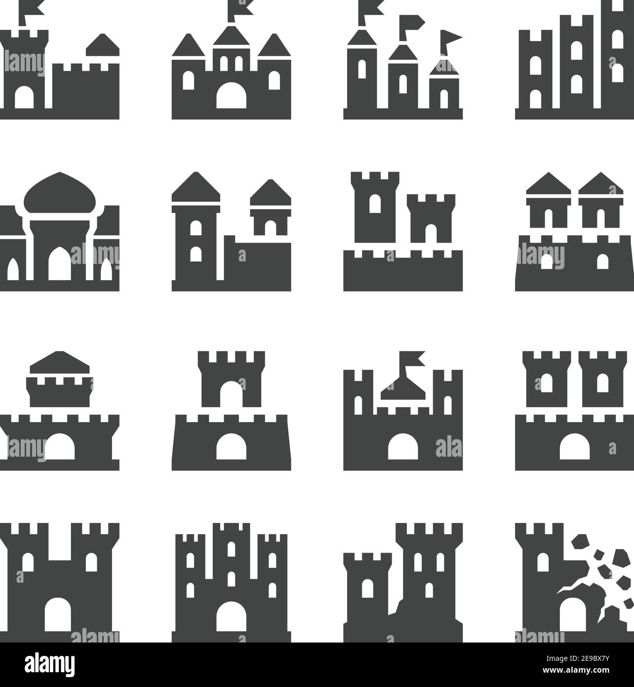 castle and citadel icon set,vector and illustration Stock Vector Image ...