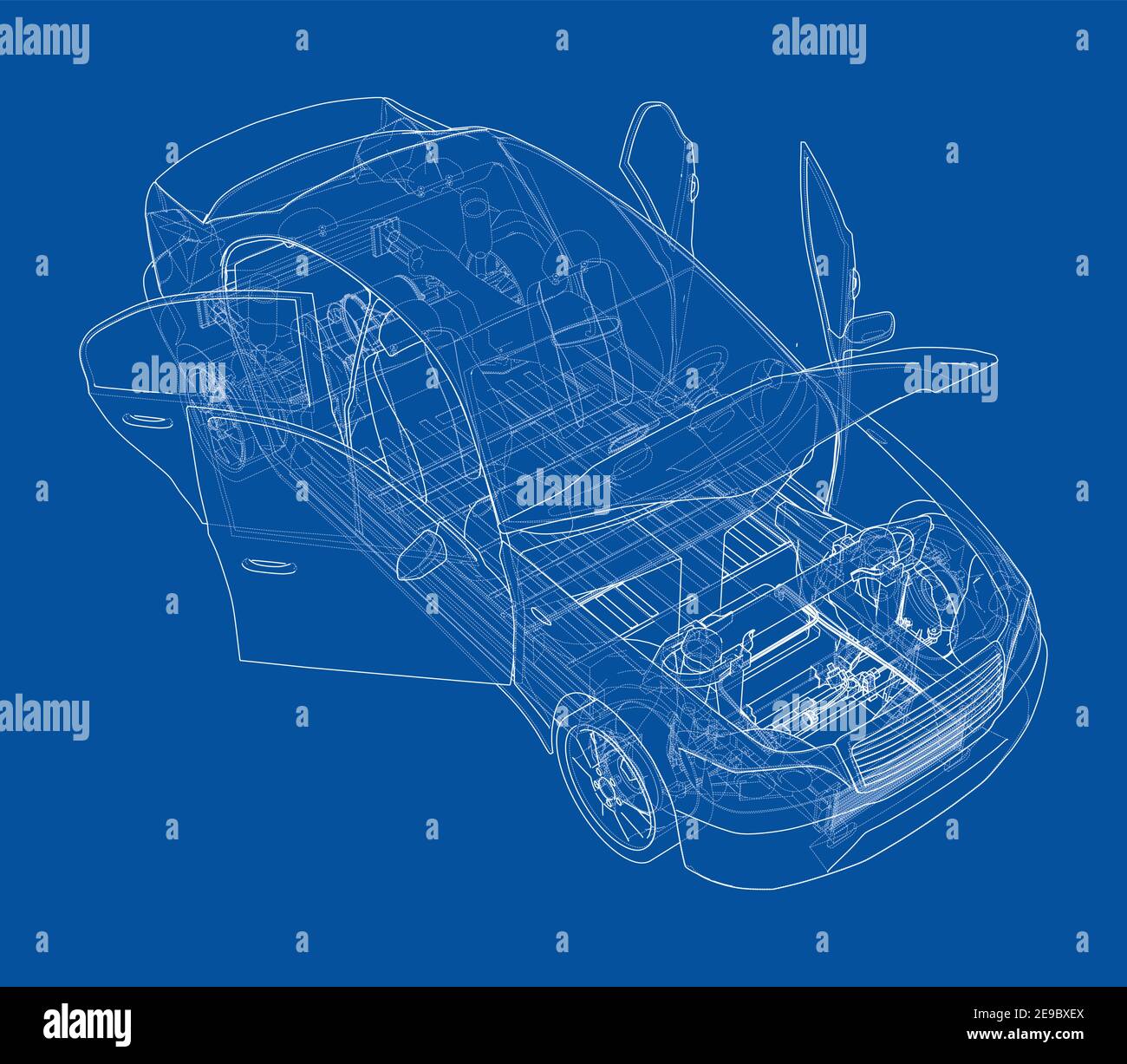 Electric Car With Chassis. Vector rendering of 3d Stock Vector Image ...