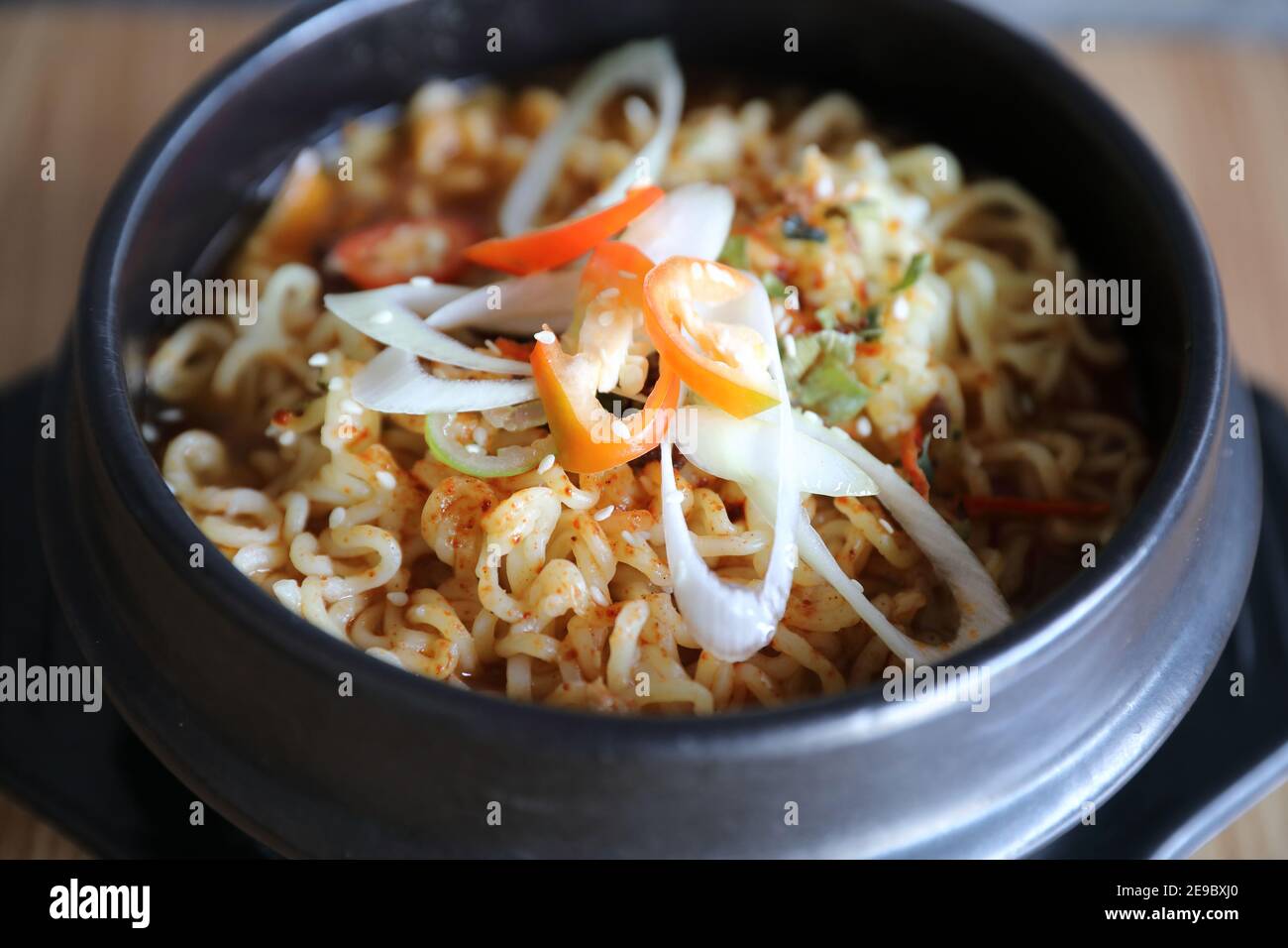 instant noodle Korean style Ramyeon traditional korean food noodle pot ...