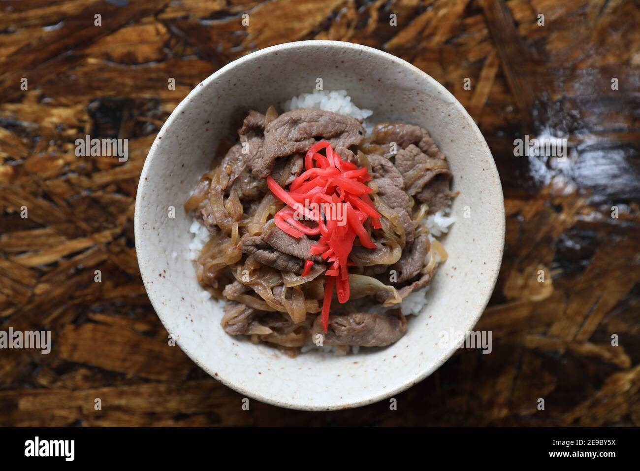 Gyudon Japanese beef rice bowl in close up Japanese local food Stock ...