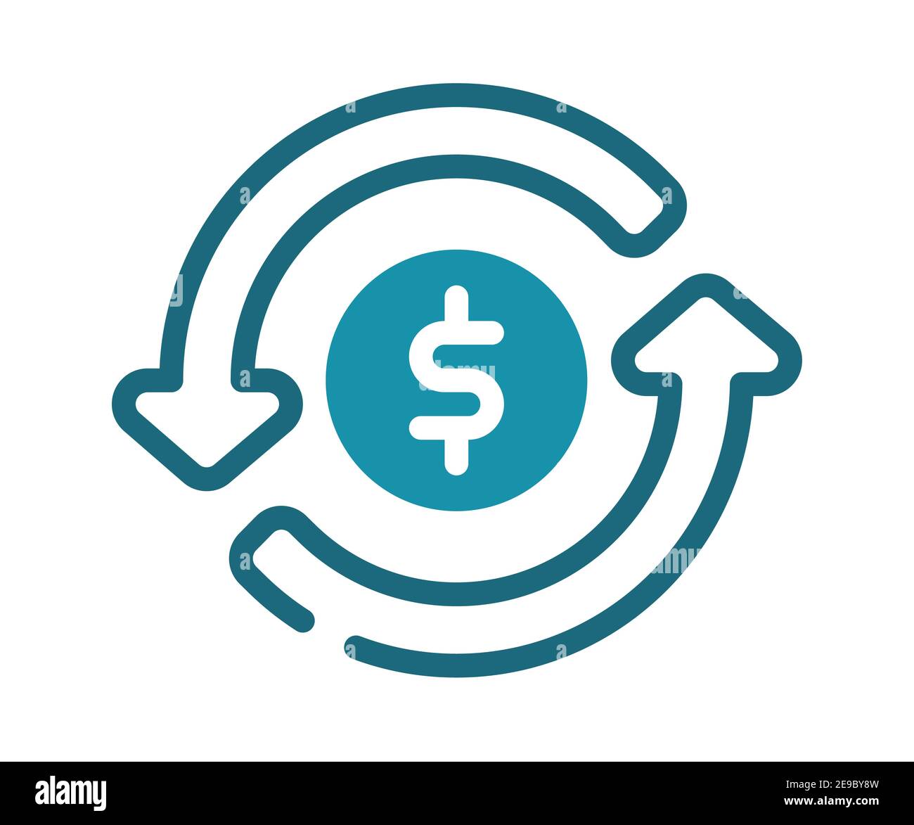 money flow turnover single isolated icon with solid line style vector ...