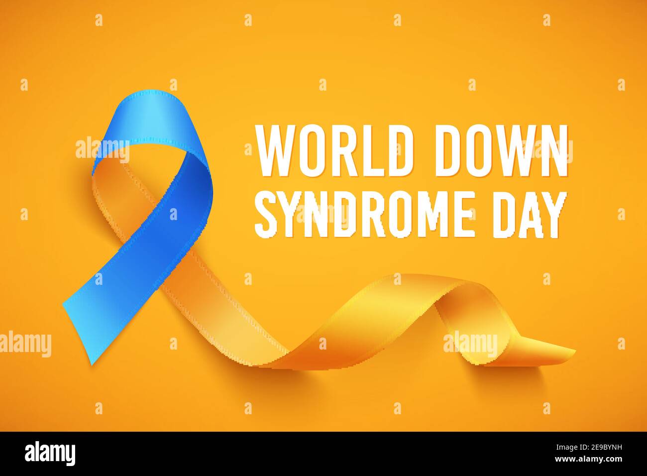 World Down Syndrome day. March 21. Realistic blue yellow ribbon symbol ...