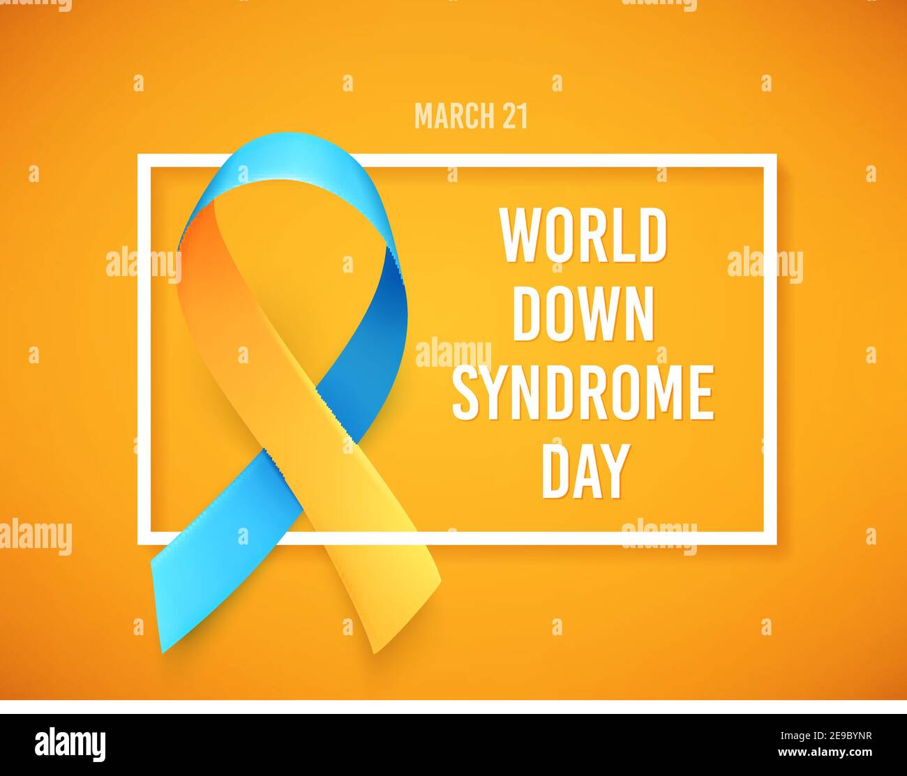 World Down Syndrome day. March 21. Realistic blue yellow ribbon symbol ...