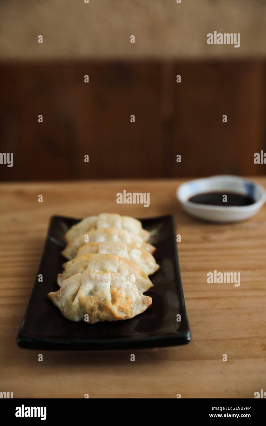 gyoza dumpling japanese style in close up Stock Photo - Alamy