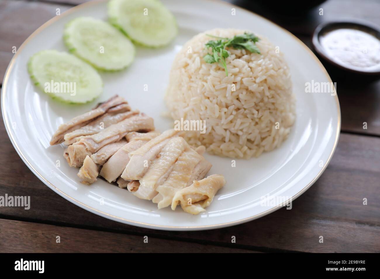 Thai food gourmet steamed chicken with rice khao mun kai Stock Photo ...