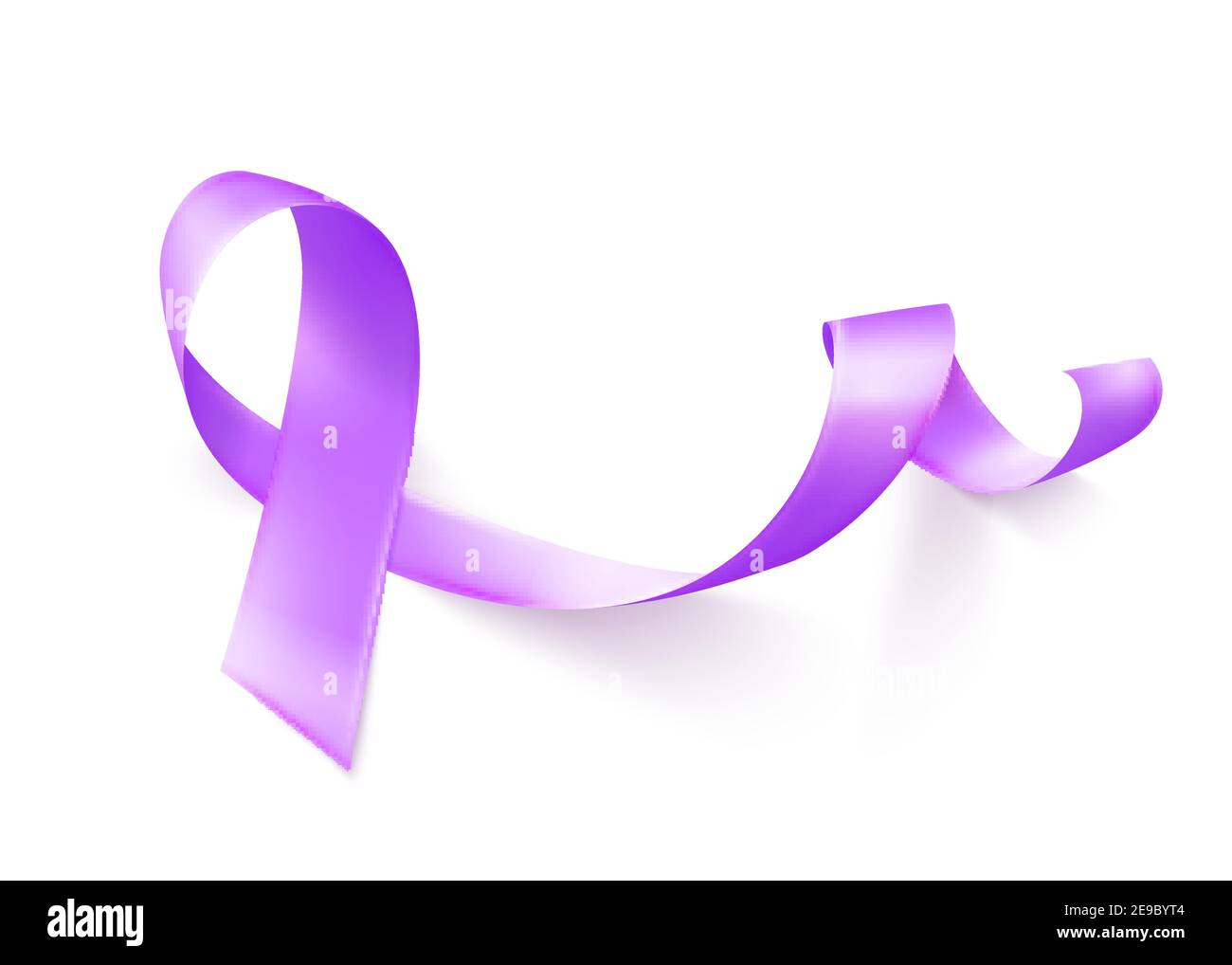 World Epilepsy day. March 26. Realistic purple ribbon symbol over white ...