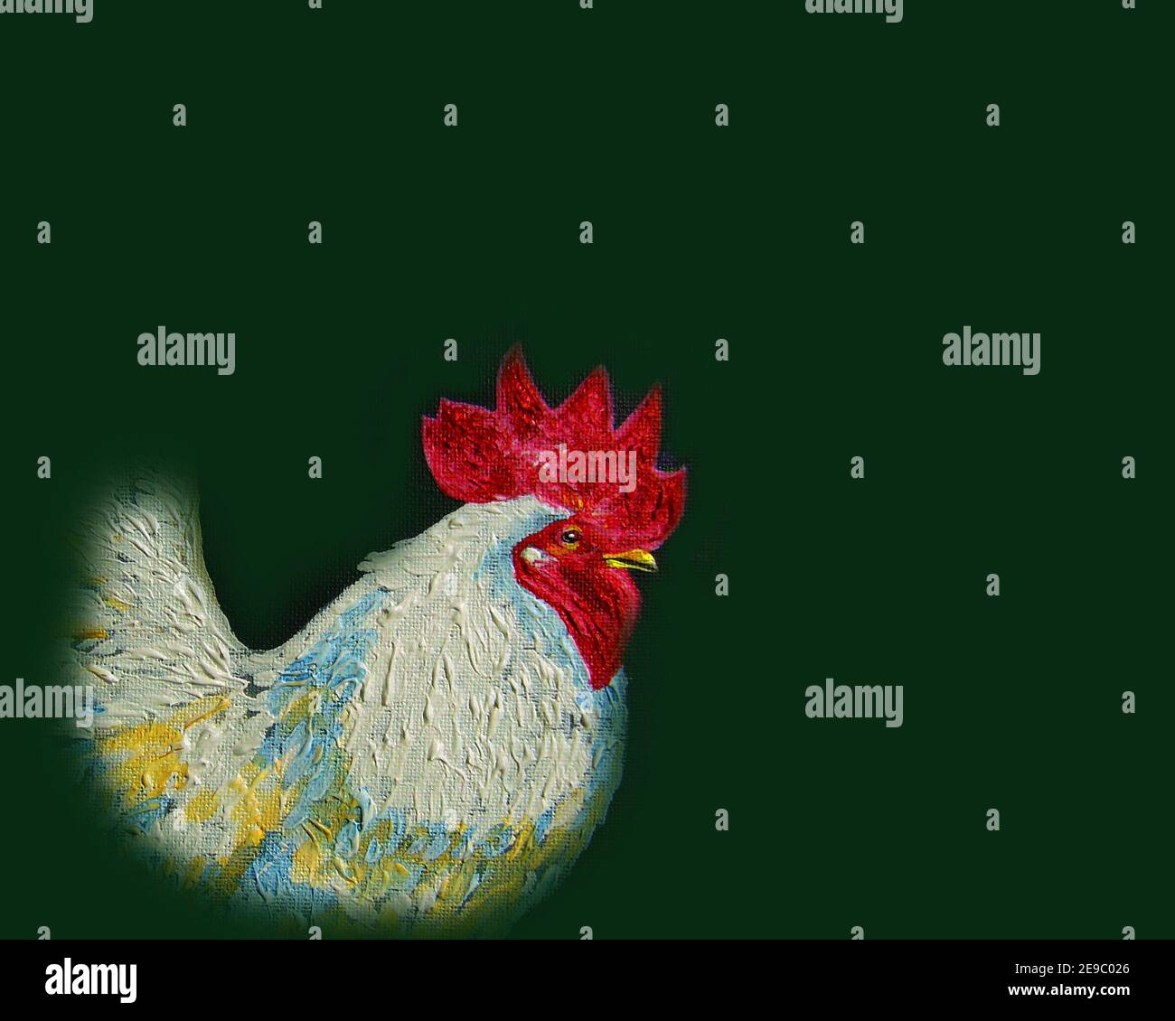 Art painting oil color , chicken, cock, hen,chick , paint brushes ...