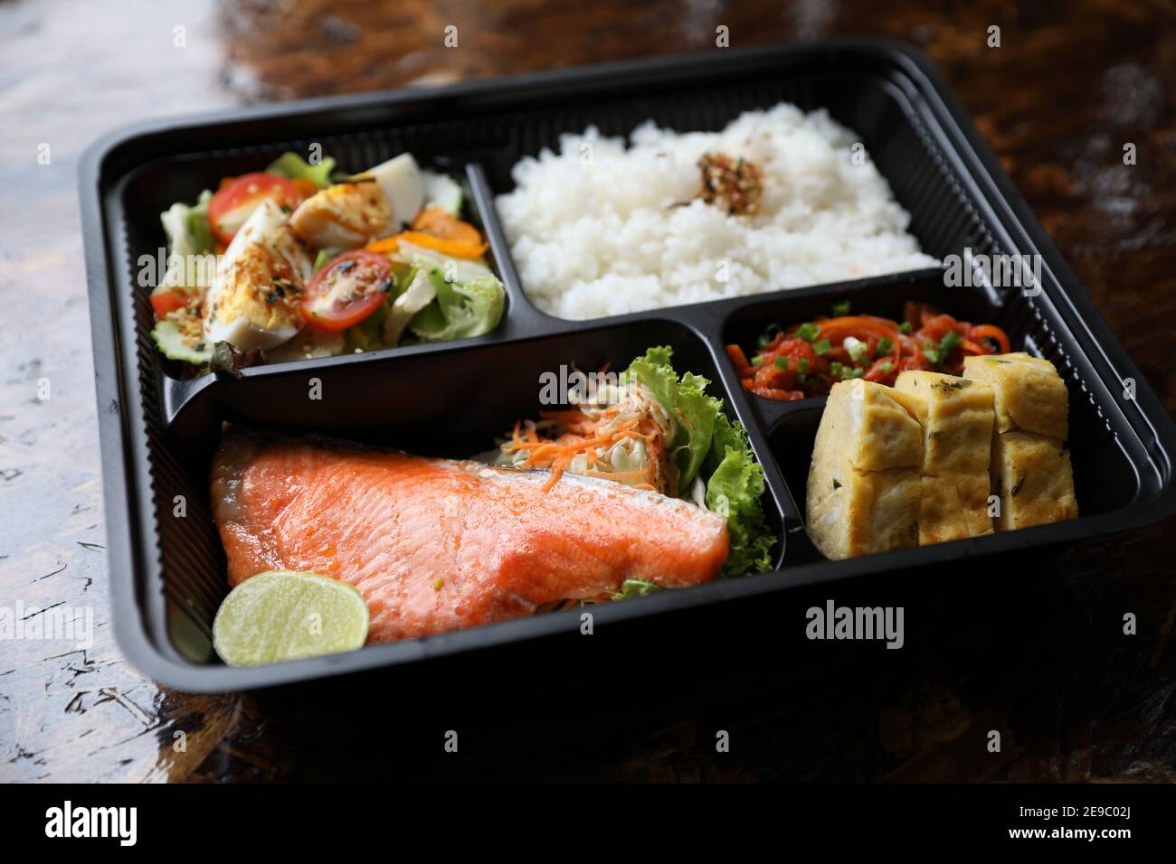 Grilled Salmon bento set Japanese food Stock Photo - Alamy