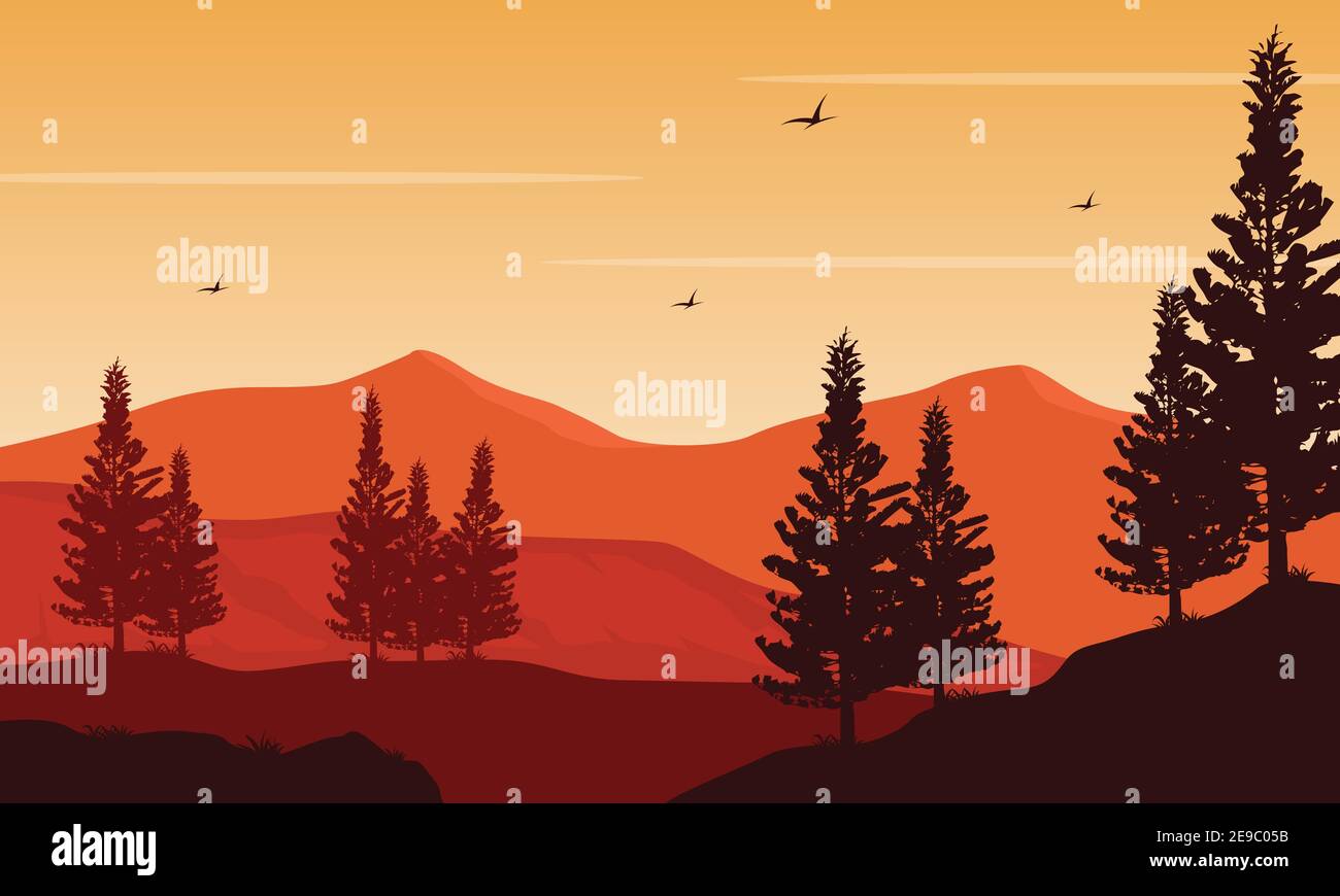 A lovely atmosphere of a warm afternoon in the countryside. Vector ...