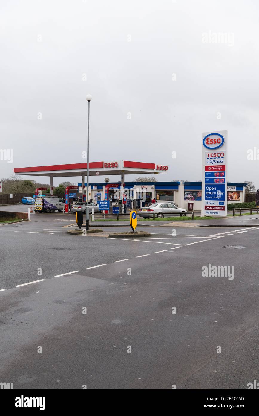 Esso petrol station and Tesco Express store at the junction of Joel ...