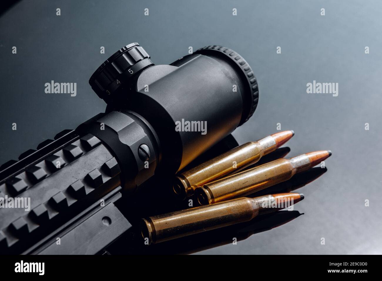 Optical scope for rifle on black background Stock Photo - Alamy