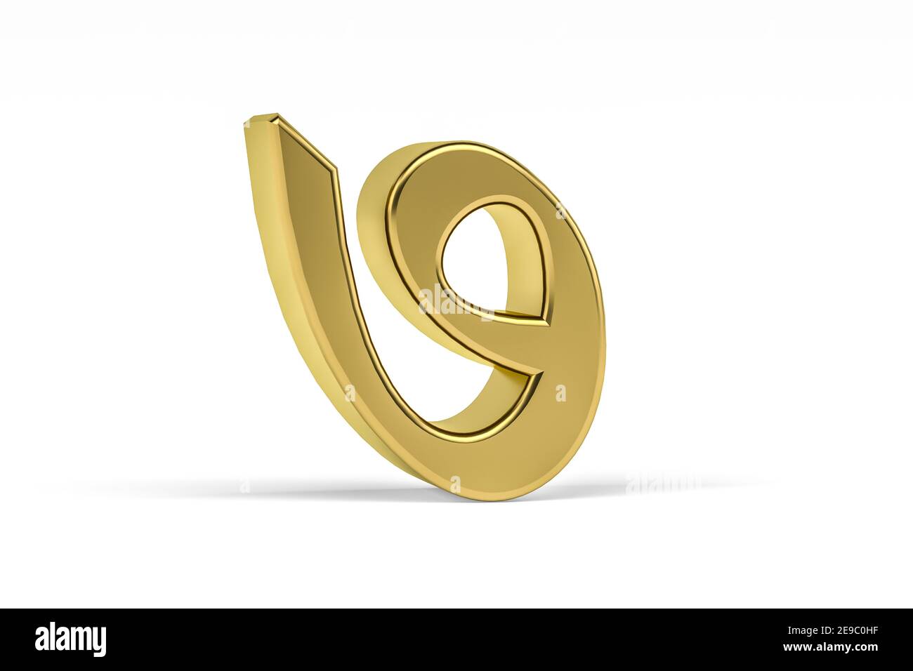 Golden Indian numeral - three dimensional Indian numeral on white ...