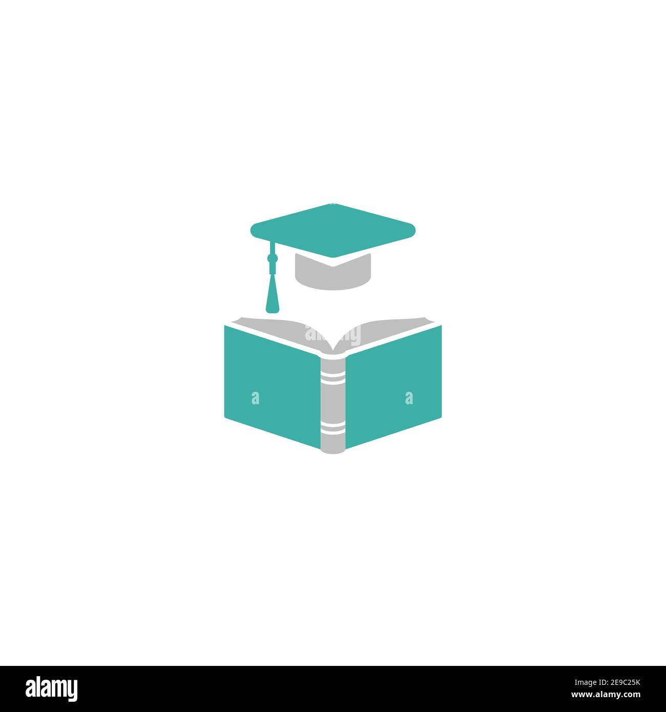 blue open book with graduation cap or mortar board. Isolated on white ...